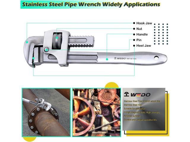 WEDO Stainless Steel Pipe Wrench, Straight Pipe Wrench, Adjustable ...