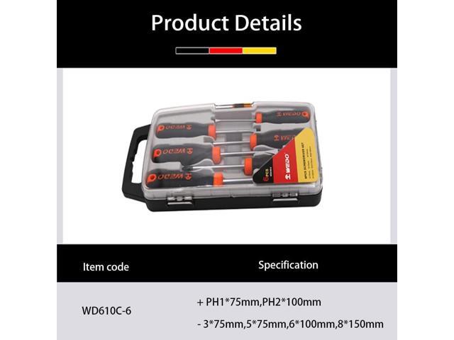 WEDO 6Pcs Screwdriver Set, Magnetic Screwdriver with 2 Flat& 4 Philips ...