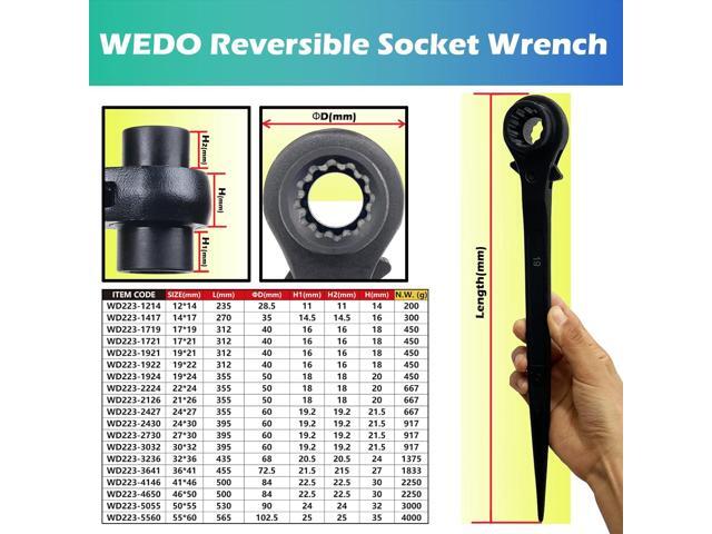 WEDO Scaffold Podger Ratchet Wrench,Double Side Socket Wrench,Quick Release 19X22mm Spud Wrench ...