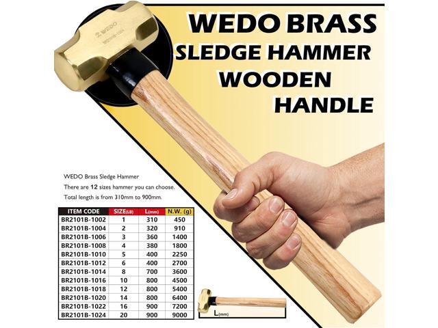 WEDO Brass Sledge Hammer with Wooden Handle, 3lb, 360mm, 14" - Newegg.com