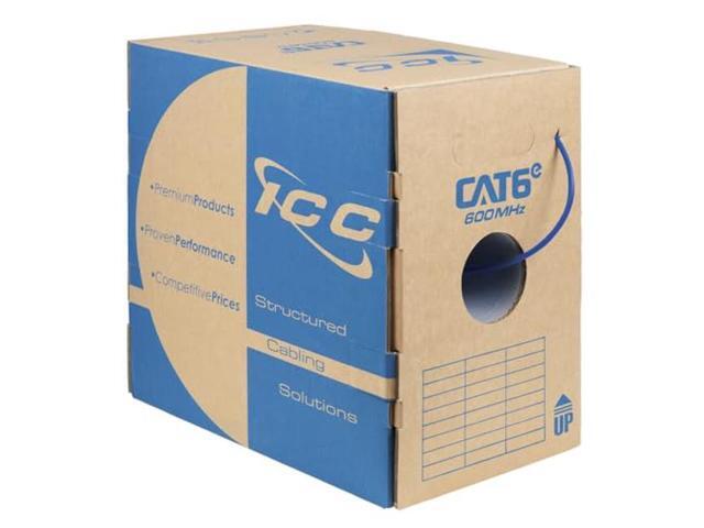 ICC Cat6e Plenum 1000ft - UTP 23AWG, 100% Solid Pure Copper, Unshielded CMP, Bulk Ethernet Cable ...