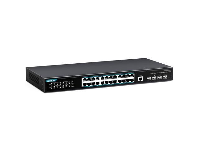 YuanLey 28 Port Gigabit Managed Switch with 24 10/100/1000Mbps RJ45 ...