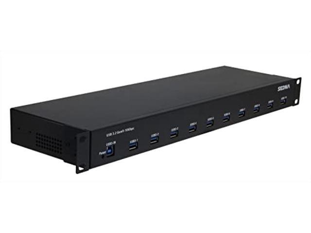 SEDNA - 19 Inch 1U Rack Mount 10 Port USB 3.2 Gen II Hub (10Gbps) with ...