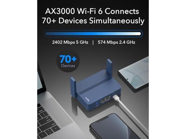 Cudy Pocket-Sized Wi-Fi 6 Wireless 2.5GbE Travel Router, OpenVPN, Wireguard, Connect to Public ...