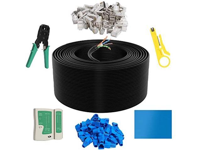 Cat6 Outdoor Ethernet Cable 1000 FT with Tool Kit, Heavy Duty Network ...