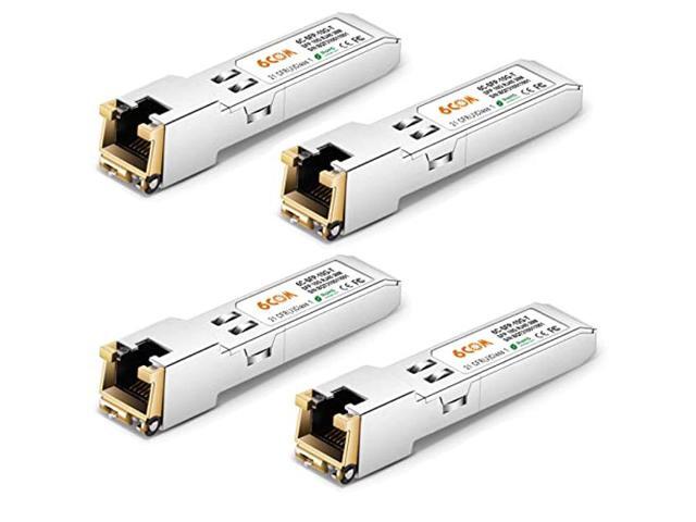 6COM 4Pack 1.25G/2.5G/5G/10GBase-T SFP+ Transceiver, 10G SFP+ to RJ45 Copper Module, Compatible ...