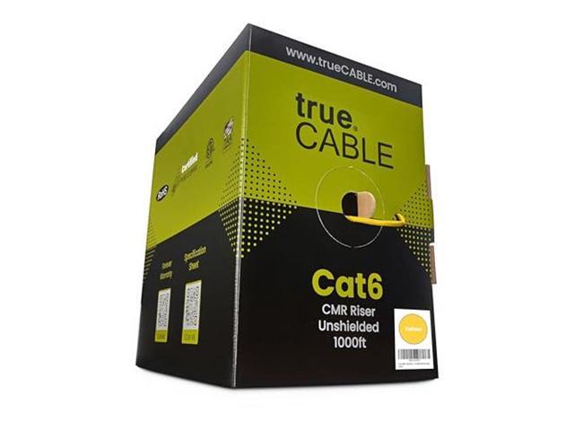 trueCABLE Cat6 Riser (CMR), 1000ft, Yellow, 23AWG 4 Pair Solid Bare ...