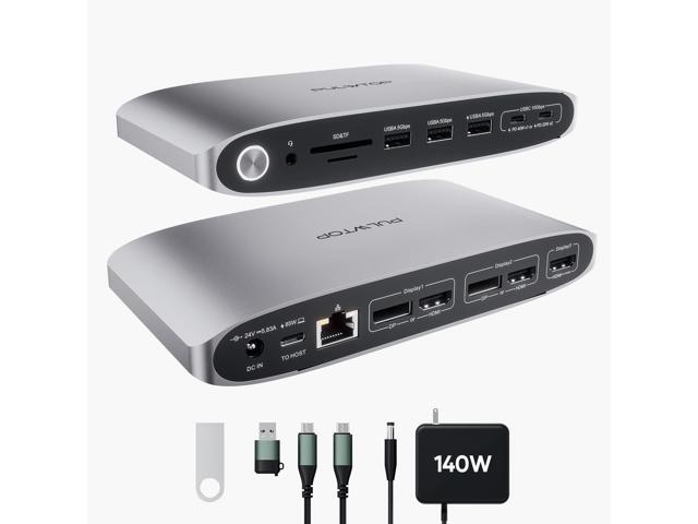 PULWTOP DisplayLink Docking Station Triple Monitor with 140W Power ...