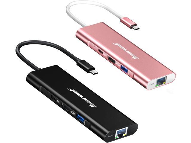 Hiearcool USB C Hub Ethernet,USB C 4K 60Hz HDMI Adapter,8 in 1 Multi-Port USB C Adapter 1Gbps ...