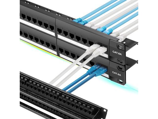 Rapink Patch Panel 48 Port Cat6A with Inline Keystone 10G Support, Pass ...