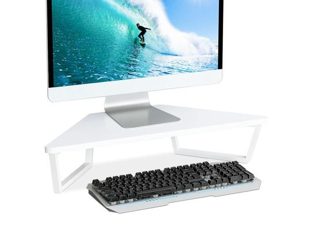 TEAMIX 26 inch White Triangle Monitor Stand Riser, Desktop Corner Shelf ...