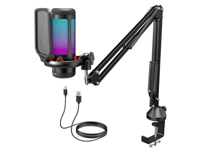 Gaming USB Microphone Set for PC, TONOR RGB Condenser Mic with Boom Arm ...