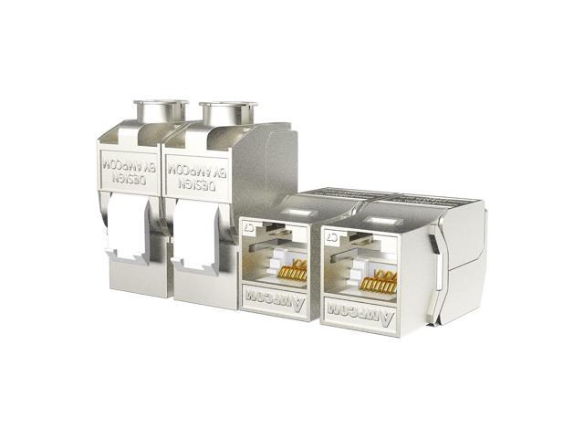 10-Pack RJ45 CAT 7 Tool-Less STP Shielded Keystone Jack, AMPCOM Self ...
