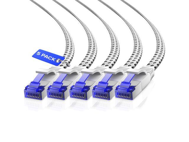 Maximm Ethernet Cable Cat 7, 12 ft, 5 Pack,Easy-Hide Flat Super-Durable ...