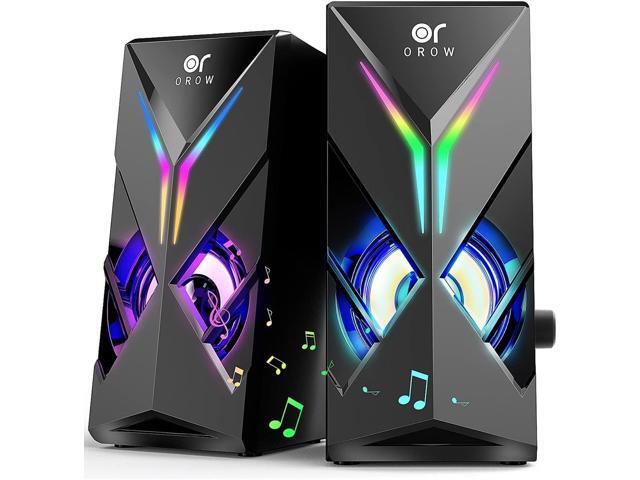OROW 10W RGB Computer Speakers with Volume Control, Colorful LED Gaming ...