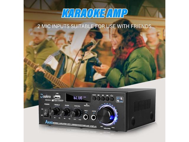 Daakro AK45 Stereo Audio Amplifier,300W Home 2 Channel Wireless Bluetooth 5.0 Power Amplifier ...
