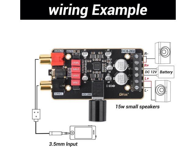 DROK 12V Amplifier Board, 15W+15W 2.0 Dual Channel Audio Amplifier ...