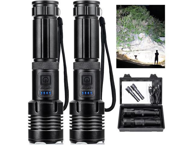 Flashlights 990,000 High Lumens 2 Pack, Super Bright LED Rechargeable Flashlight, 5 Modes, IPX7 ...