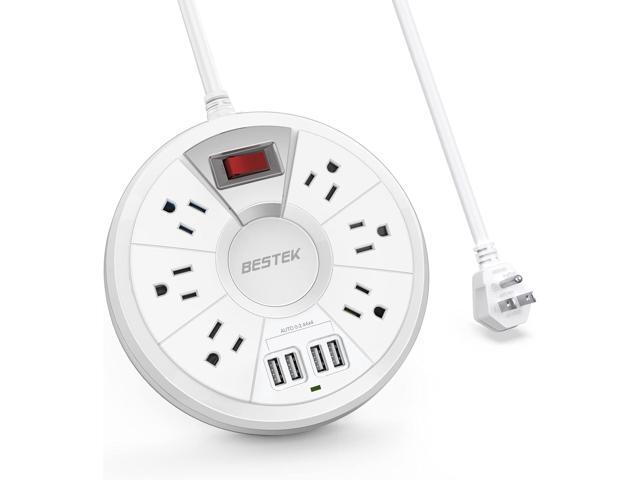 Travel Power Strip, BESTEK 6Ft Extension Cord with 4 USB Ports and 6 ...