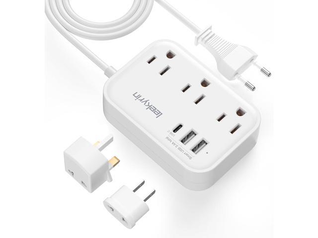 European Travel Plug Adapter, US to UK Europe Power Strip for EU/UK/US ...