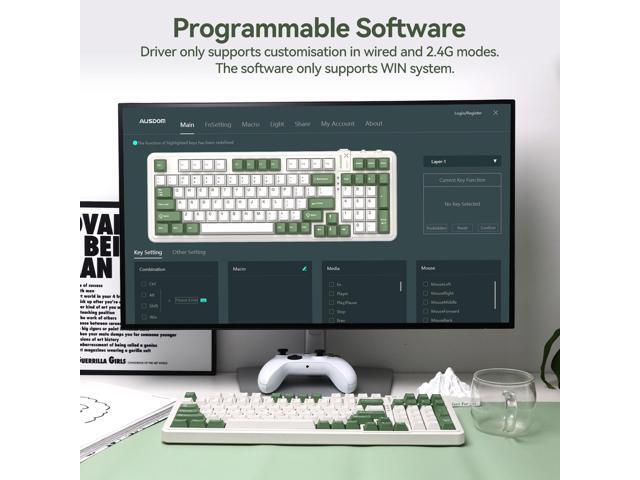 AUSDOM 98Pro Silent Mechanical Keyboard,Wireless Hot Swappable Gaming ...