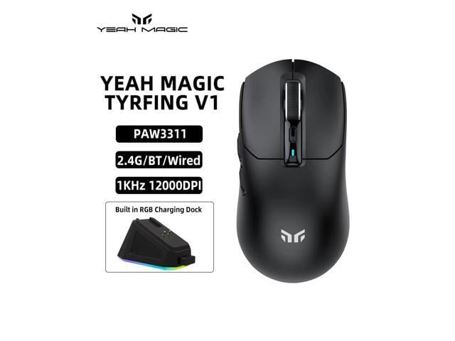 YEAH MAGIC Tyrfing V1 Wireless Gaming Mouse with RGB Charging Dock, 12K DPI, 59g Ultra ...