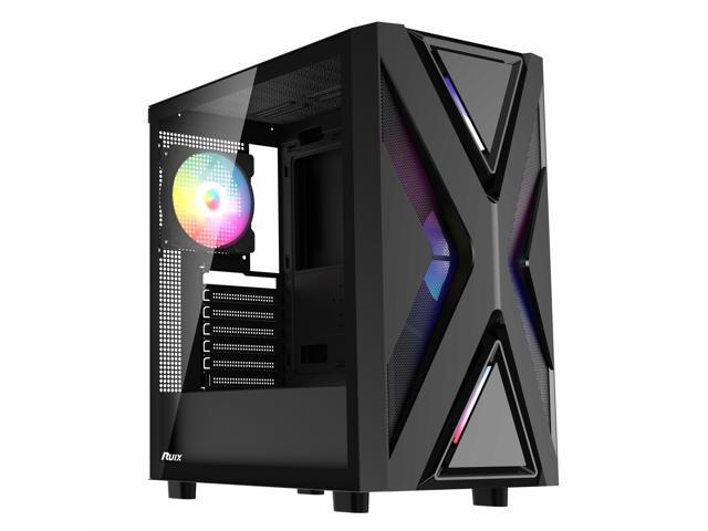 Ruix CV203 ATX Computer Gaming PC Case Mid Tower Black With 4 Fans ...