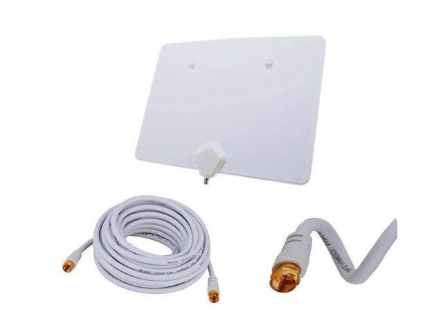 45 Miles Indoor HDTV Antenna with 10FT Detachable RG6 Cable White Flat ...