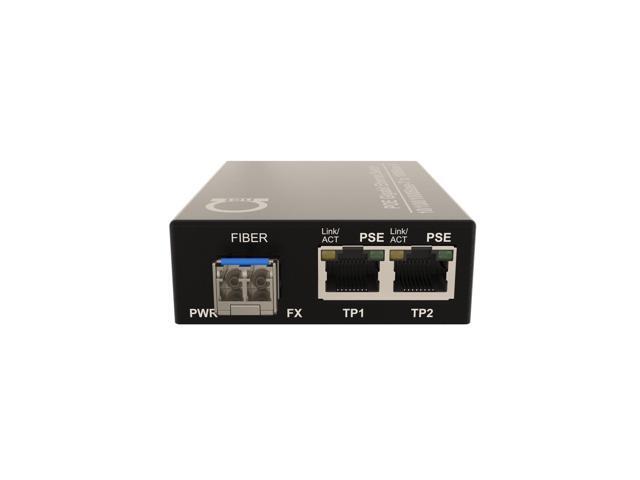 2 PoE Port Gigabit PoE/PoE+ Single Mode LC 1310nm Fiber Media Converter ...