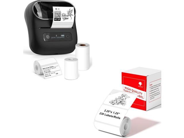 Phomemo M220 Label Maker Black & 1 Roll White Thermal Label 2.25"x 1.25 ...