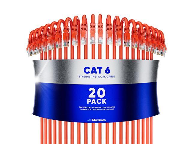Maximm Cat 6 Ethernet Cable 12 ft (20-Pack) - High-Speed LAN Cable ...