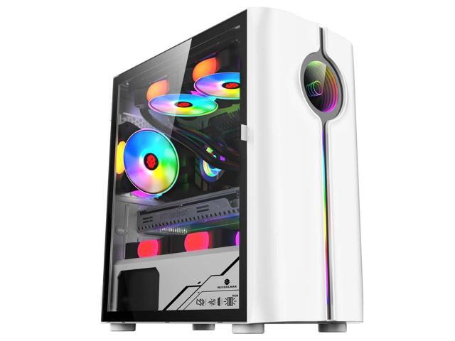 WJCOOLMAN Unlimited Player White Gaming Computer Case Support 8 Fan ...