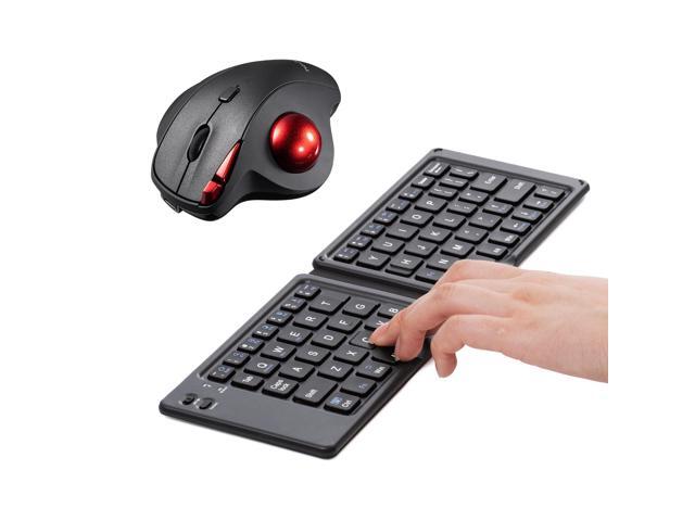 SANWA Foldable Keyboard and Programmable 2.4G Wireless Trackball Mouse ...