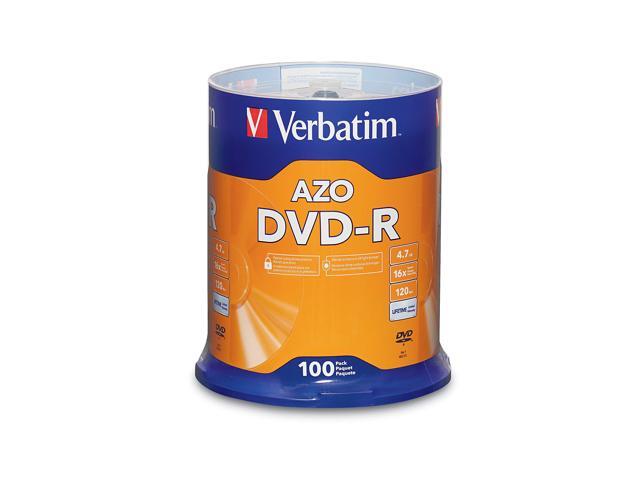Verbatim DVD-R Blank Discs AZO Dye 4.7GB 16X Recordable Disc - 100 Pack ...