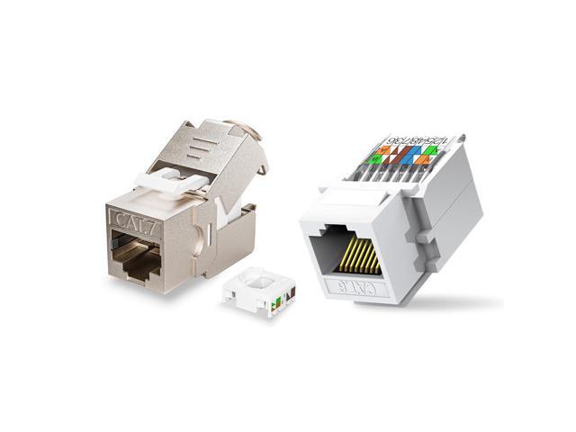 ZOERAX 20-Pack Cat6 Tool-Less RJ45 Keystone Jack and 12 Pcs Cat6a Cat7 ...