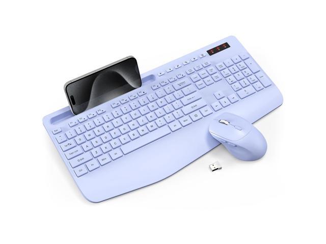Wireless Keyboard and Mouse Combo - Full-Sized Ergonomic Keyboard with ...