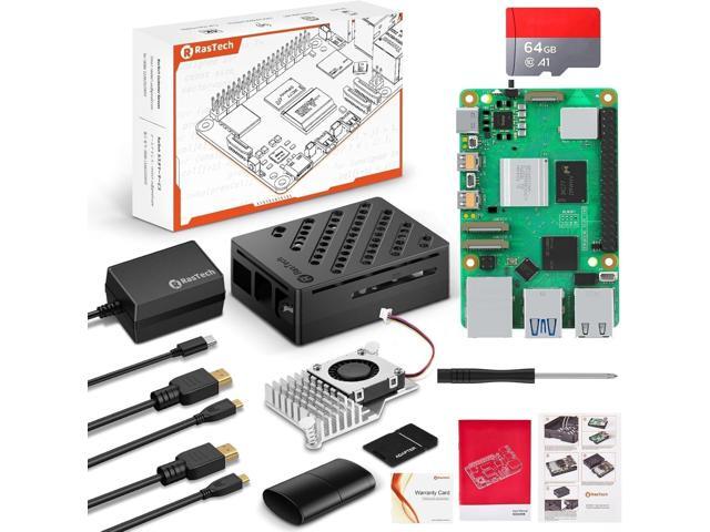 RasTech Raspberry Pi 5 8GB Kit 64GB Edition with Active Cooler,27W GaN ...