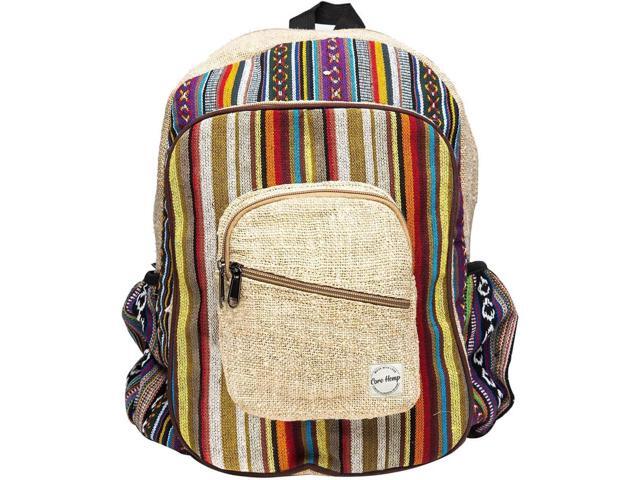 Large Boho Hippie Hemp Backpack - Lightweight Multi-Pocket Bookbag for ...