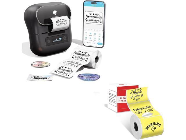 Phomemo M220 Label Maker & 1 Roll Round Yellow Thermal Label + 1 Roll ...