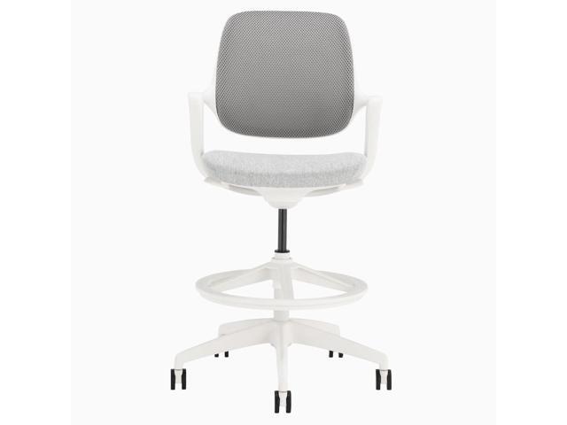 Desky Evoque Low Back Office Chair - White / Drafting Kit - Newegg.com