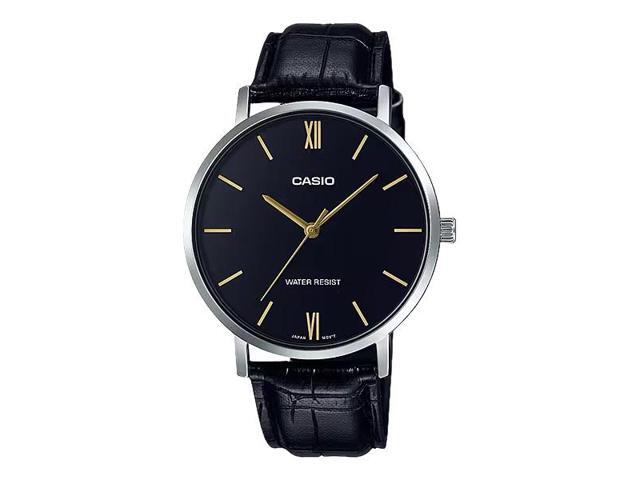 Casio Mens Black Dial Leather Strap Analog Watch - MTP-VT01L-1BUDF ...