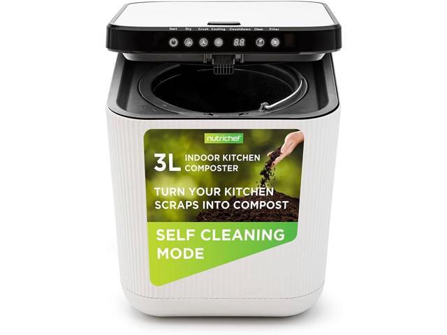 NutriChef Food Waste Bin - 3L Countertop Compost Bin with Automatic ...
