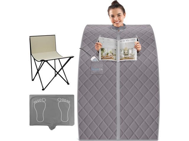SereneLife Compact & Portable Infrared Sauna with Foldable Chair and ...