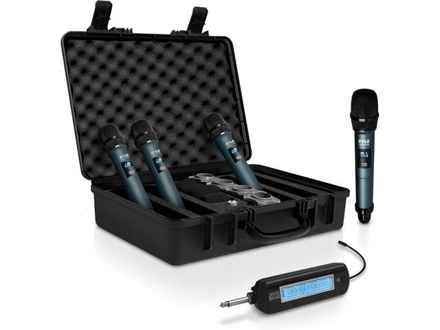 Pyle UHF Quad Channel Wireless Microphone System - Includes (4 ...