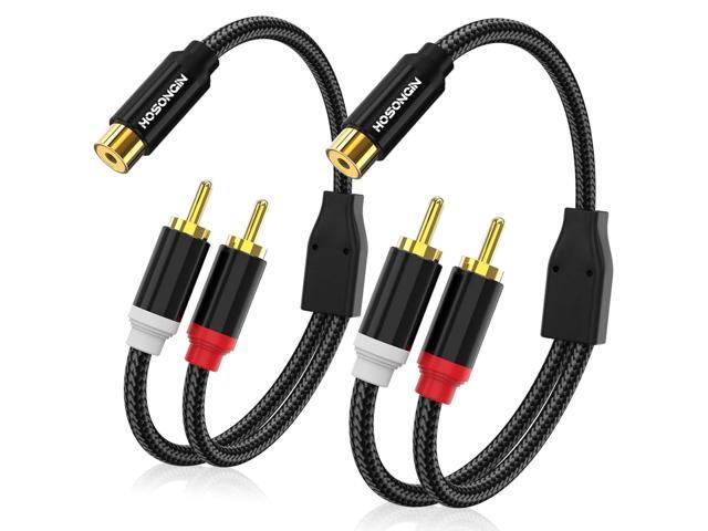 HOSONGIN 1ft RCA Splitter 1 Female to 2 Male Y Adapter 2 Pack, Short ...