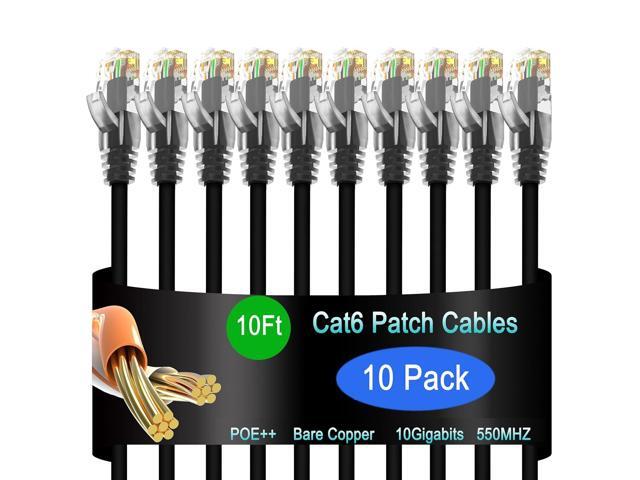 Cat6 Ethernet Patch Cable 10 ft (10 Pack), Cat6 Patch Cable for Data ...