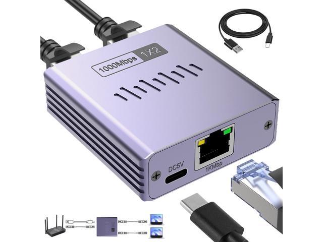 Duomigo Ethernet Splitter 1 to 2, 1000Mbps High-Speed RJ45 Splitter ...