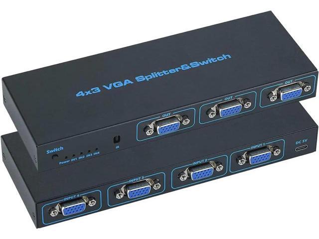 4x3 VGA Switch Video Selector Switcher Box, VGA Splitter 3 Out 350Mhz ...
