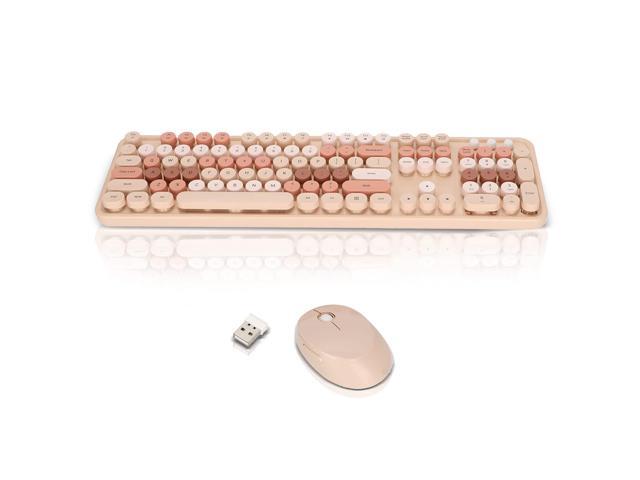 Wireless Keyboard and Mouse Combo,104 Keys Ergonomic Cute Desktop Game ...