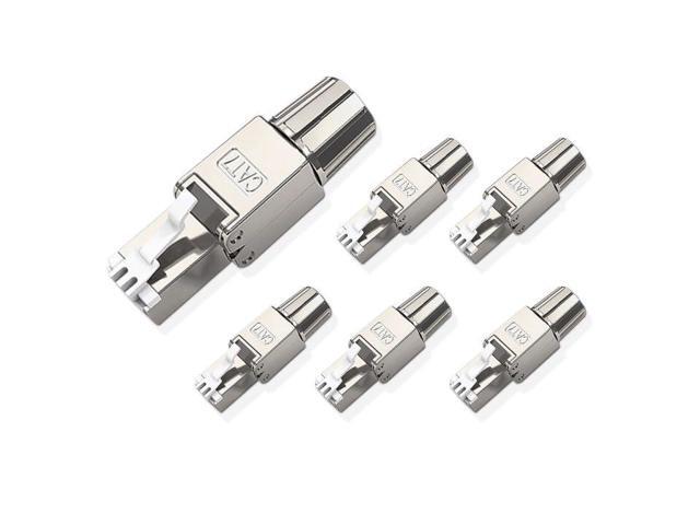 NataLink Cat7 Cat6A RJ45 Connector 6-Pack, Tool-Free Zinc Alloy ...